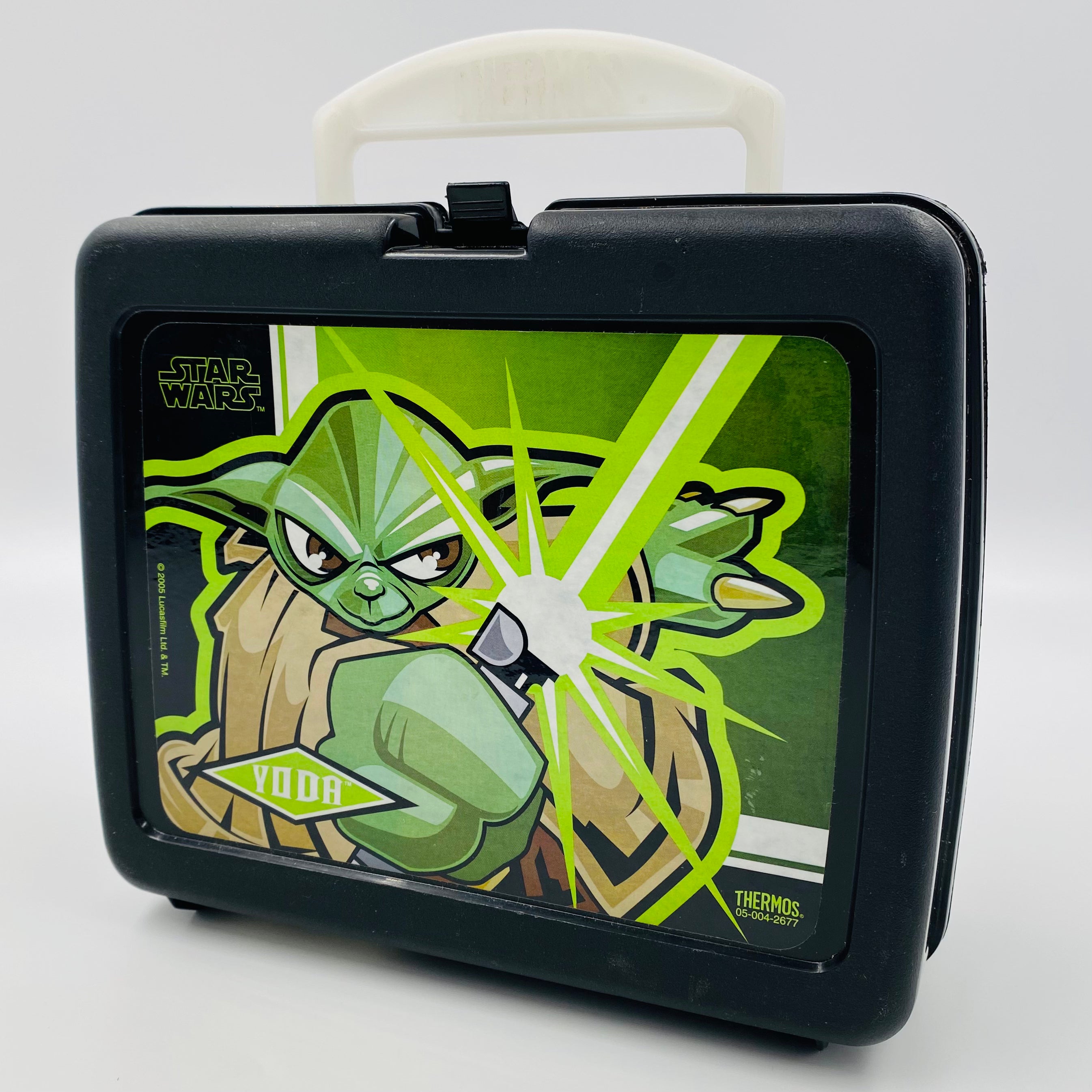 Star Wars Clone Wars Yoda plastic lunch box (2005) Thermos – Mom and ...